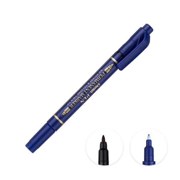PENTEL TWIN TIP PERMANENT MARKER N-75W-C (BLUE)